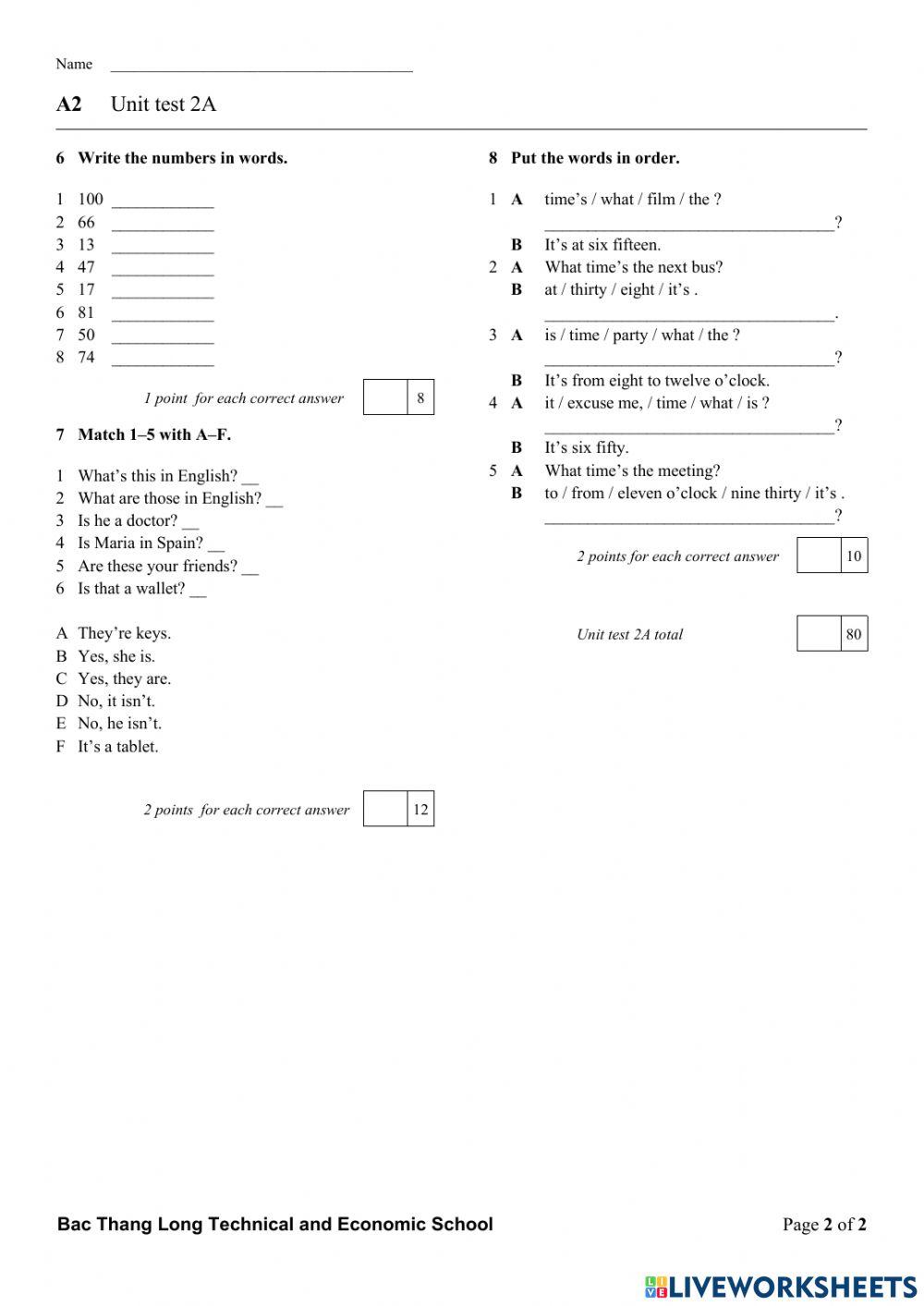Navigate A1 Uni… | Free Interactive Worksheets | 5276574
