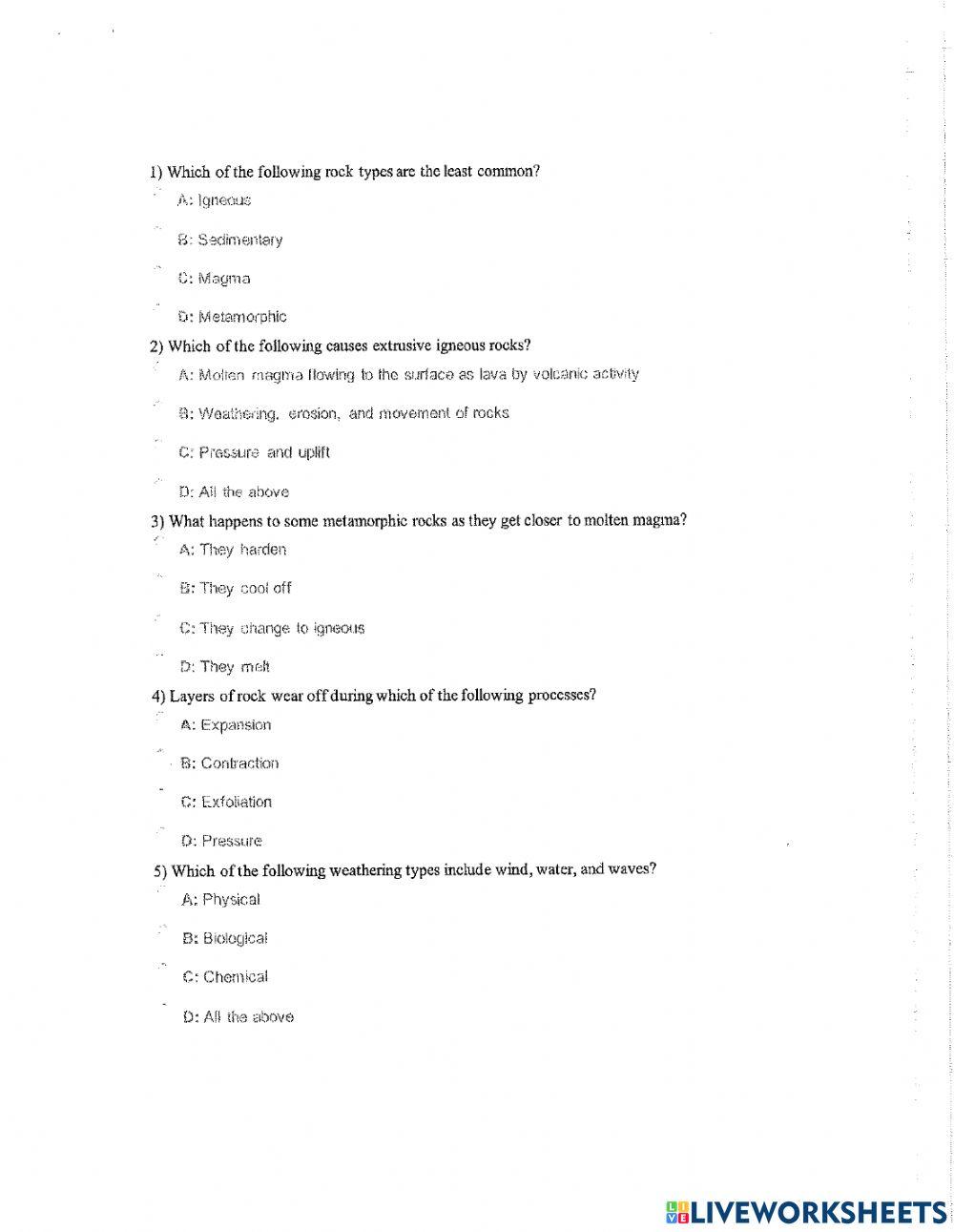 The Rock Cycle 4170319 | JLBrown712 | Live Worksheets