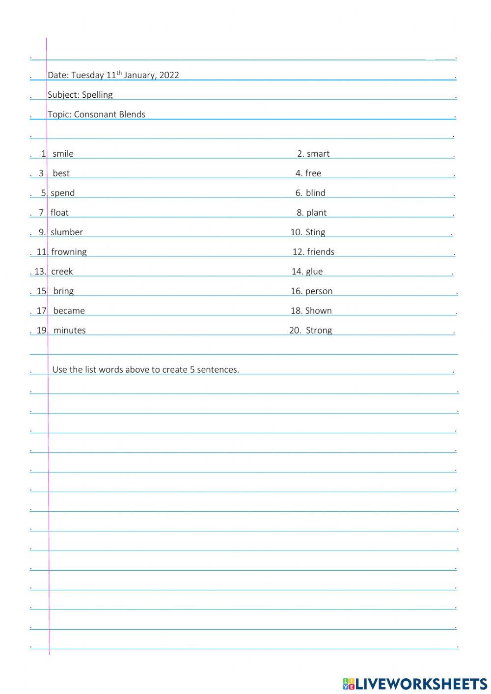 Spelling Notes (1) online exercise for | Live Worksheets