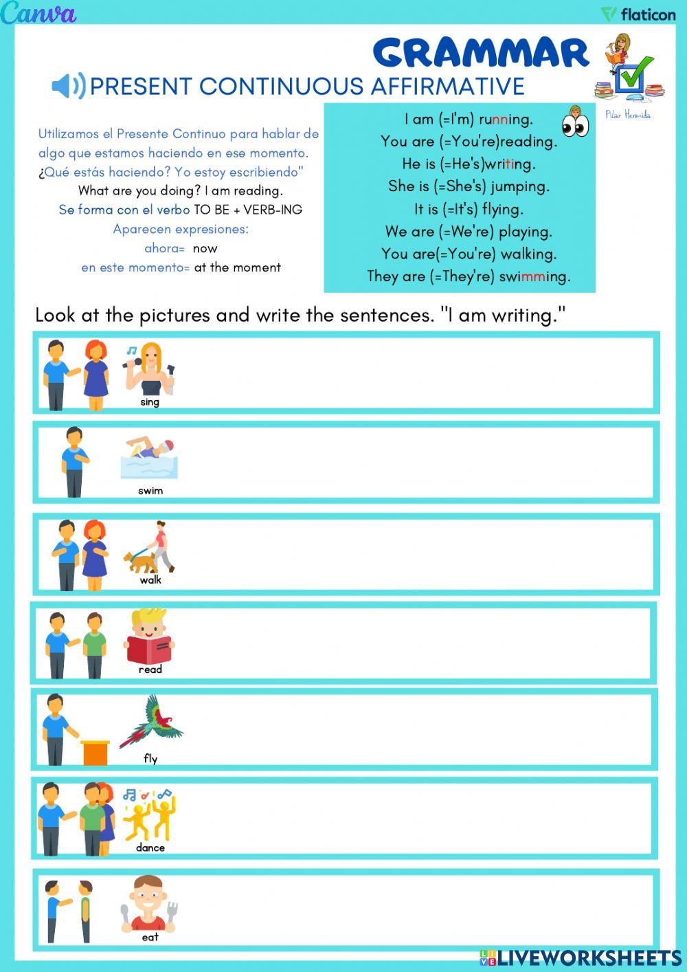 GRAMMAR Pronouns Present Contin affirmative | Frinxo