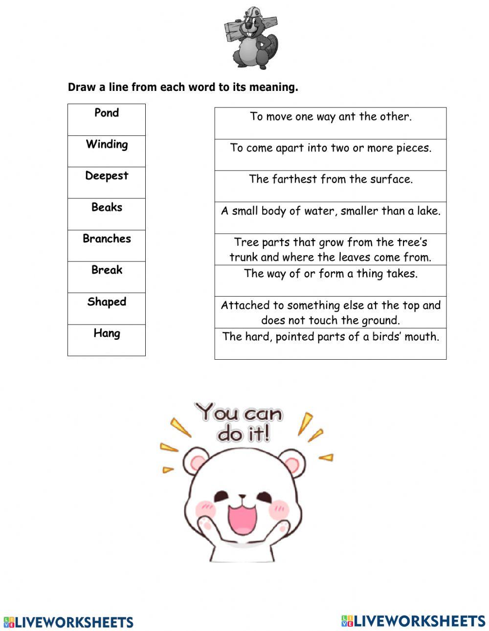 Animals building homes Vocab online exercise for | Live Worksheets