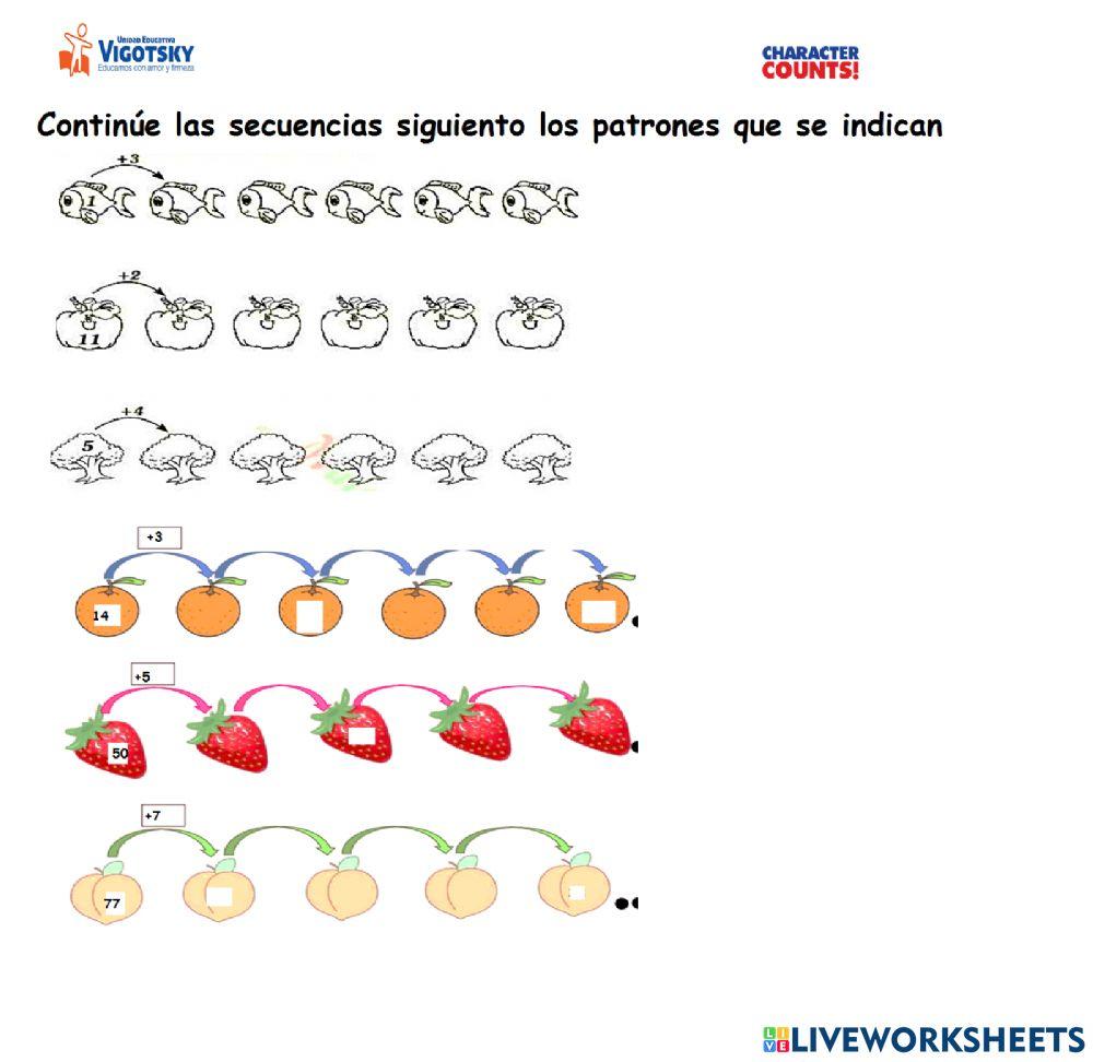 Secuencias crecientes activity | Live Worksheets