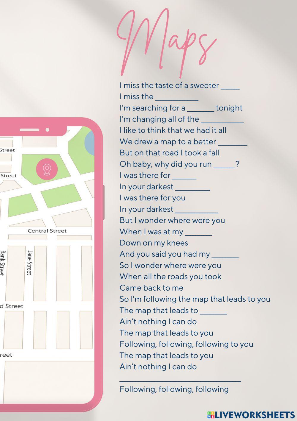 Pdf online activity: Maps | Live Worksheets