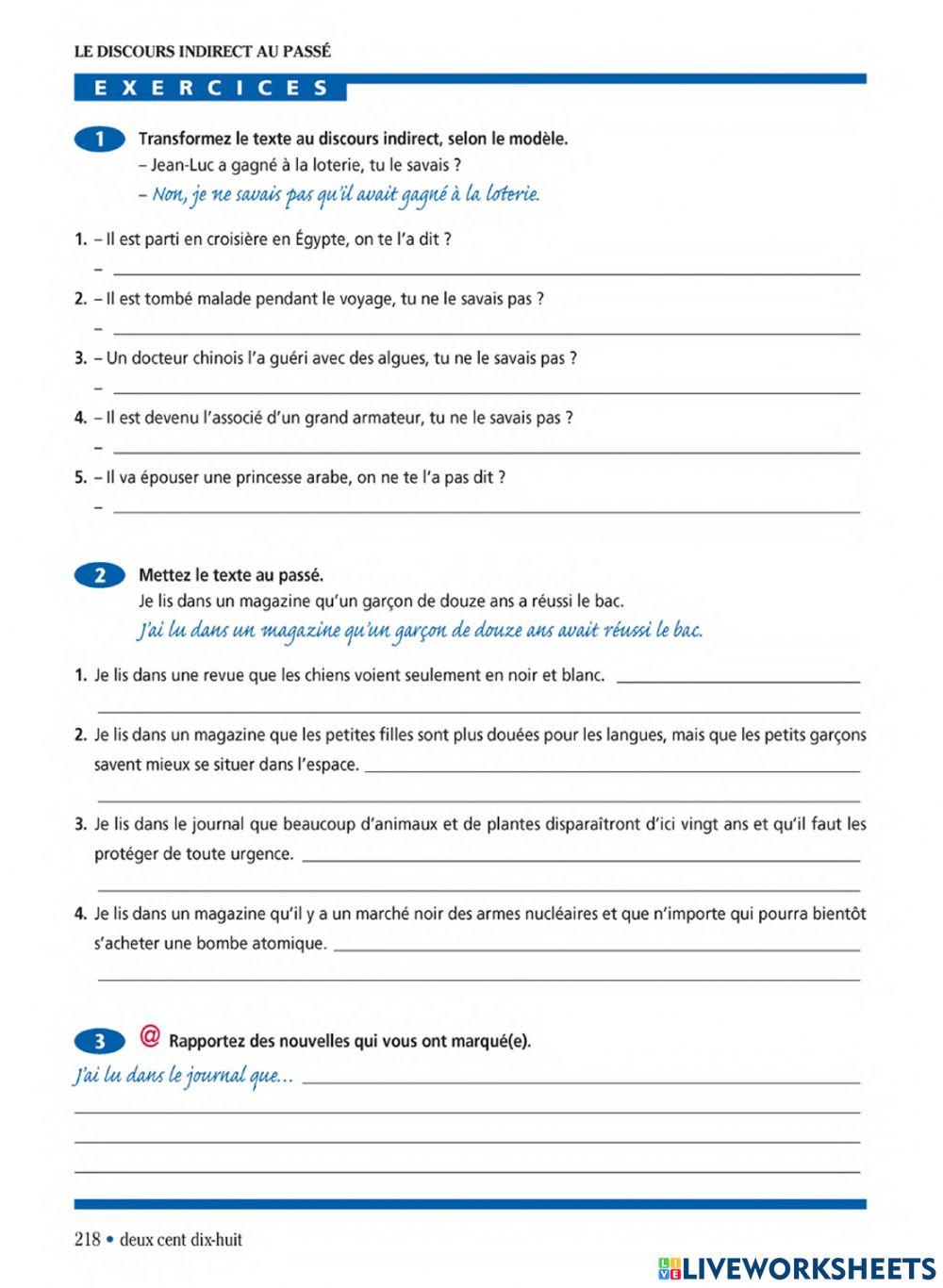 Discours Indire… | Free Interactive Worksheets | 4143682