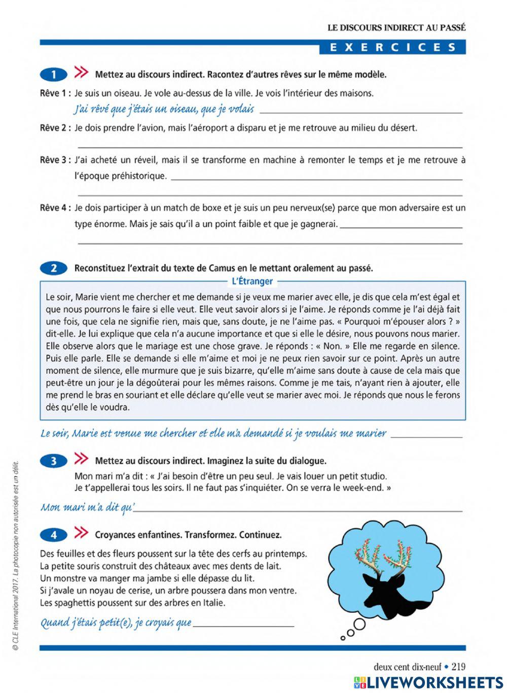 Discours Indire… | Free Interactive Worksheets | 4143682