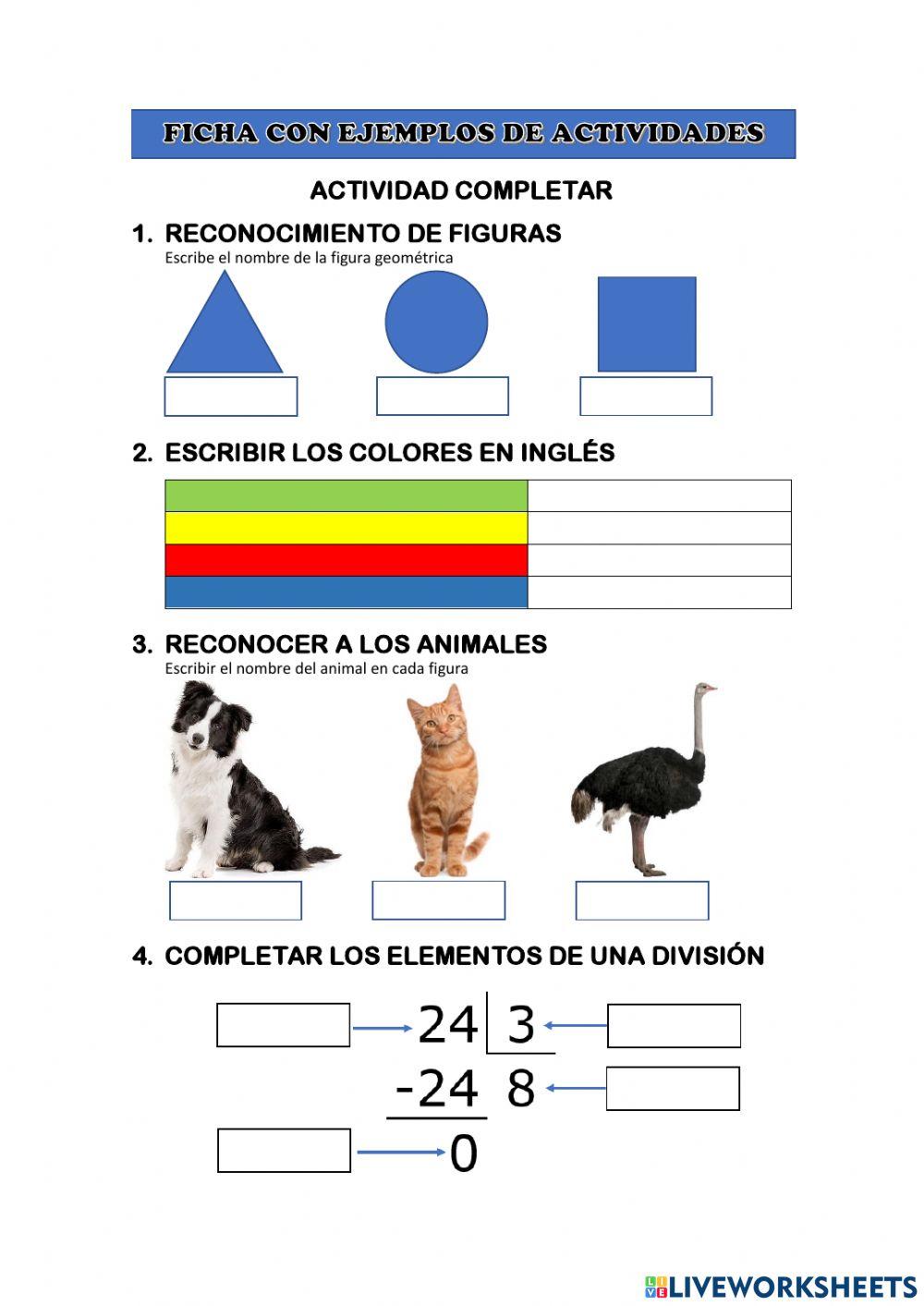 FICHAS INTERACTIVAS online exercise for | Live Worksheets