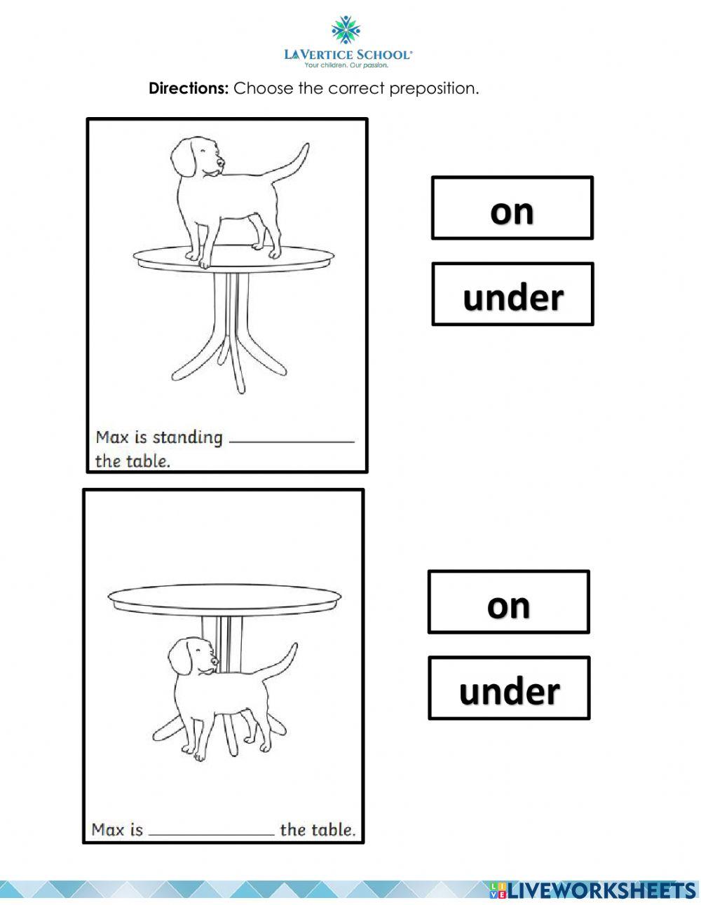 Preposition online exercise for preschool | Live Worksheets