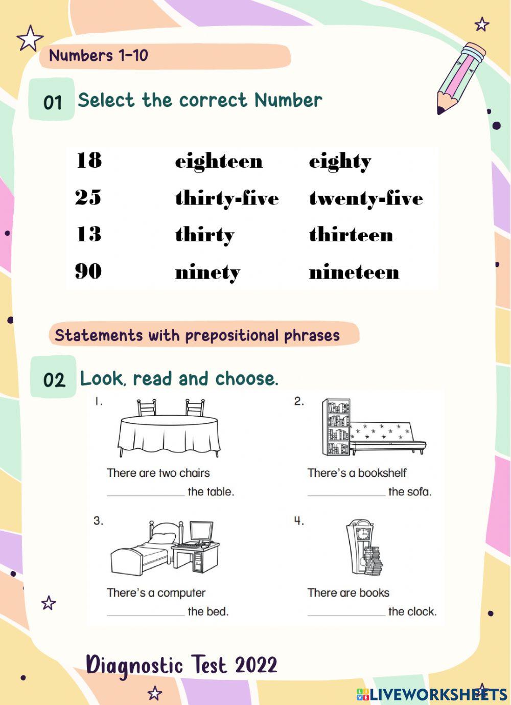 Diagnostic Test 2022 Third grade 5276899 | Dulce