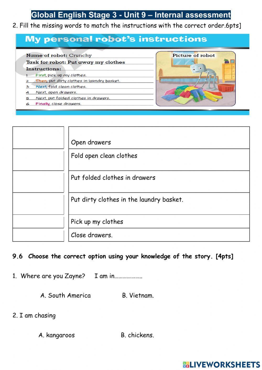 2675329 | Global English Stage 3 Unit 9 TEST | Nguyễn Thị