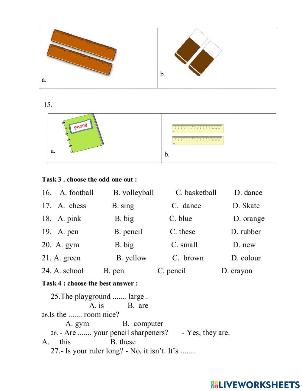 Test 1 grade 3 activity | Live Worksheets