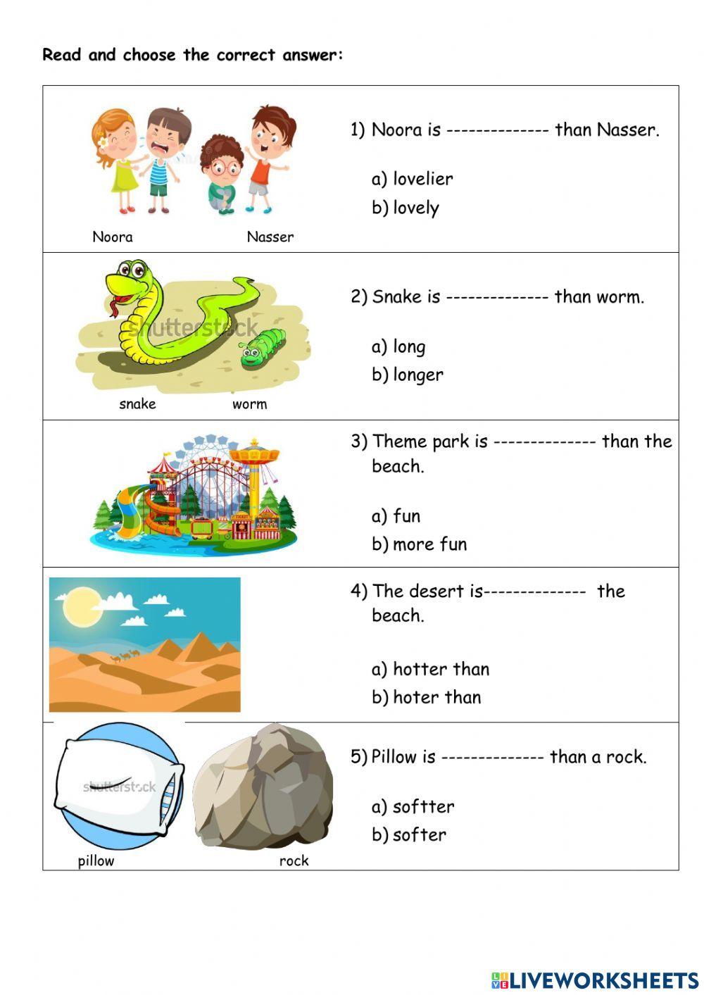 Comparative adjectives 1 online exercise for | Live Worksheets