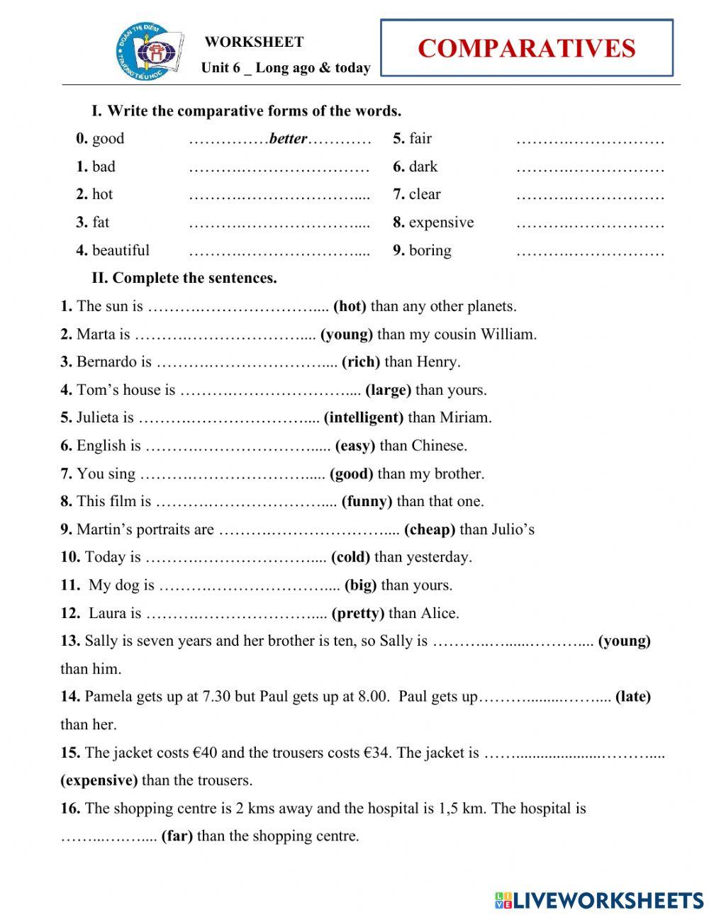 1795756 | Comparative adj | dodaodao | LiveWorksheets