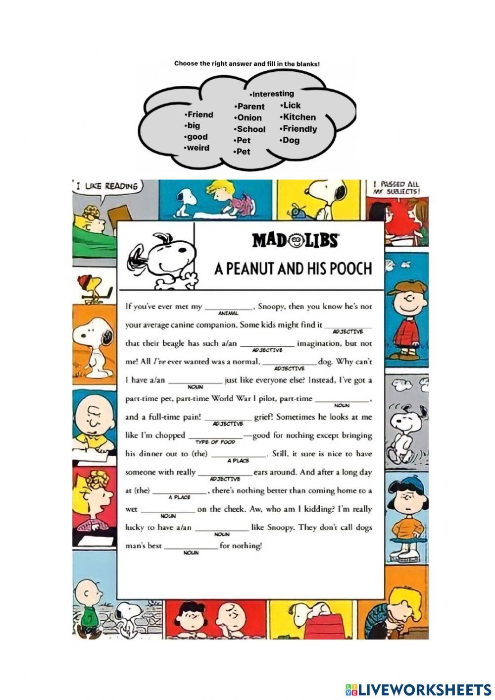 snoopy mad libs