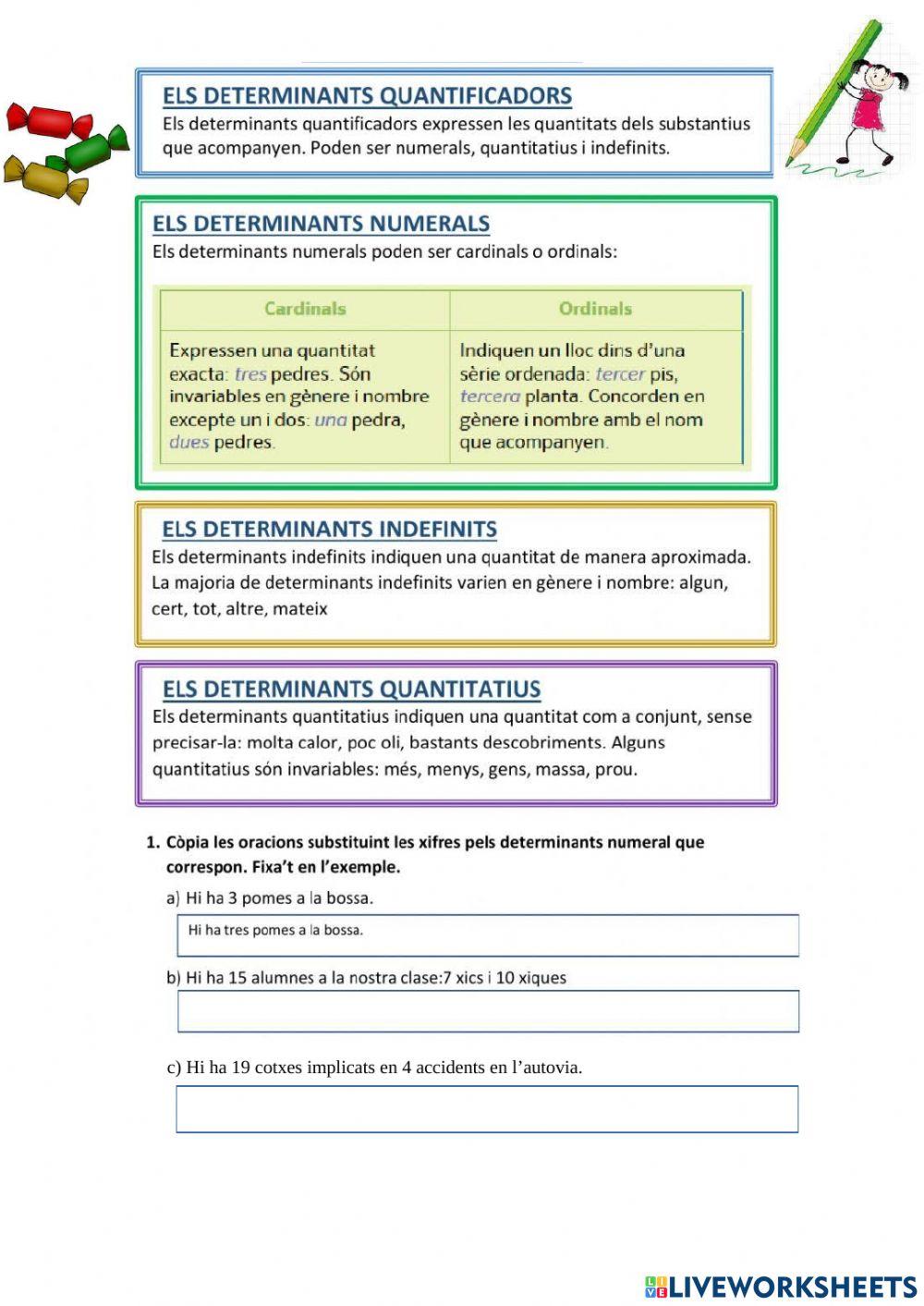 els determinants quantitatius | LiveWorksheets | 4114962