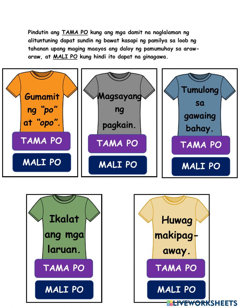 Alituntunin Ng Pamilya Worksheet Live Worksheets