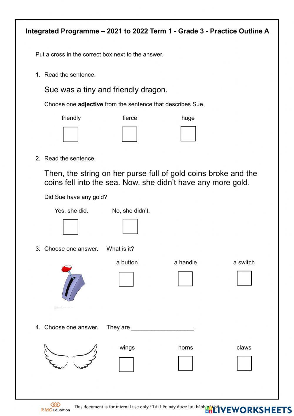 EMG PRACTICE TEASTA - GRADE 3 online exercise for | Live Worksheets