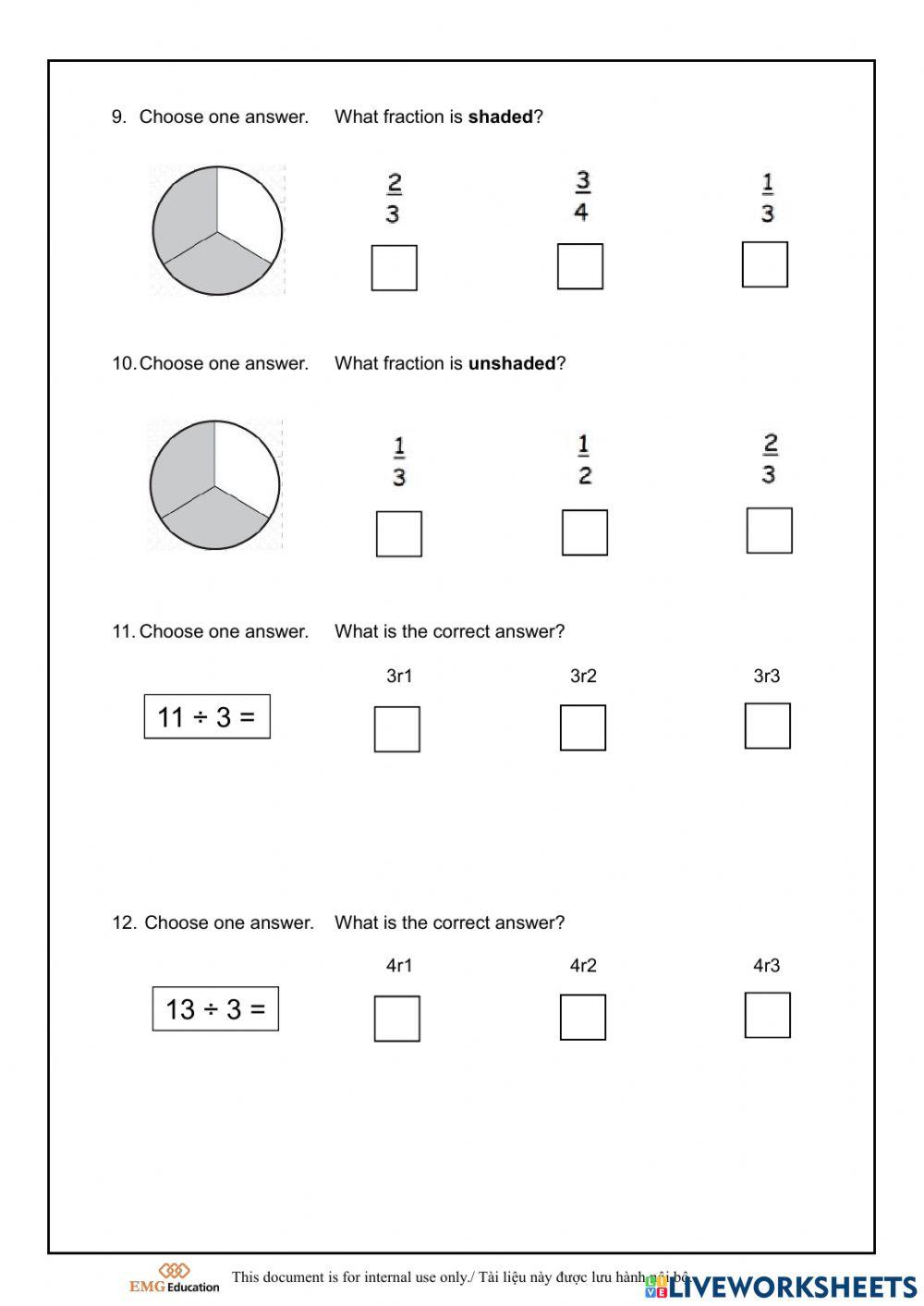 EMG PRACTICE TEASTA - GRADE 3 online exercise for | Live Worksheets