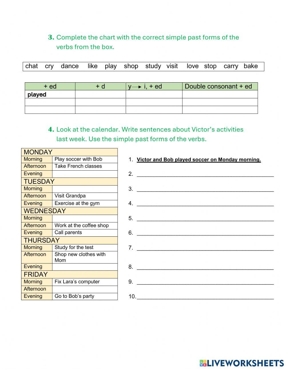 Last weekend online exercise for elemental | Live Worksheets