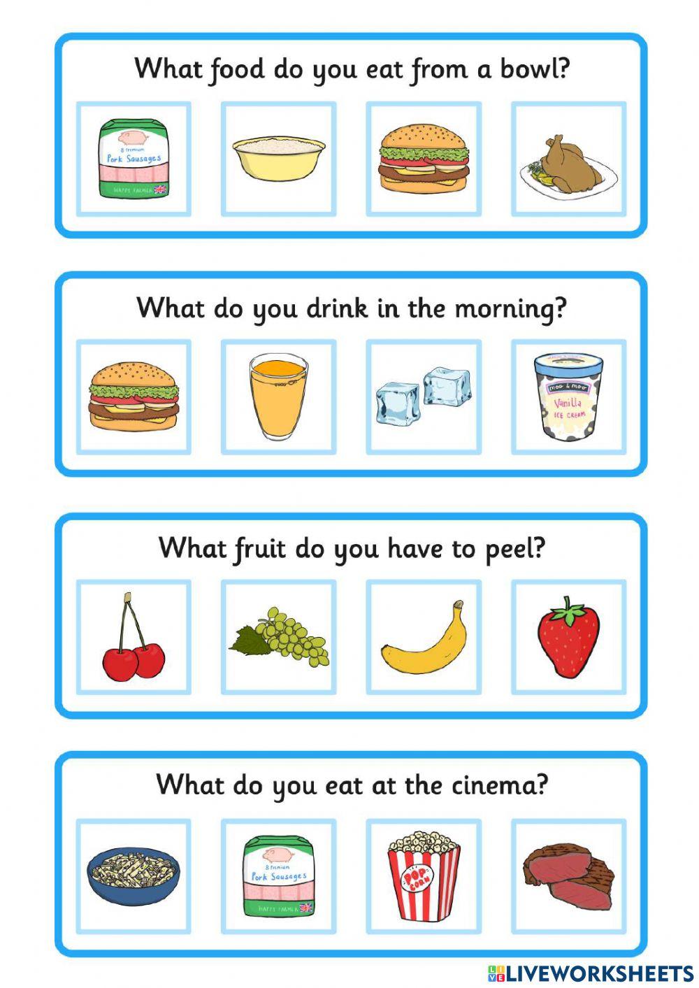 Aau 3 unit 3 food worksheet | Live Worksheets