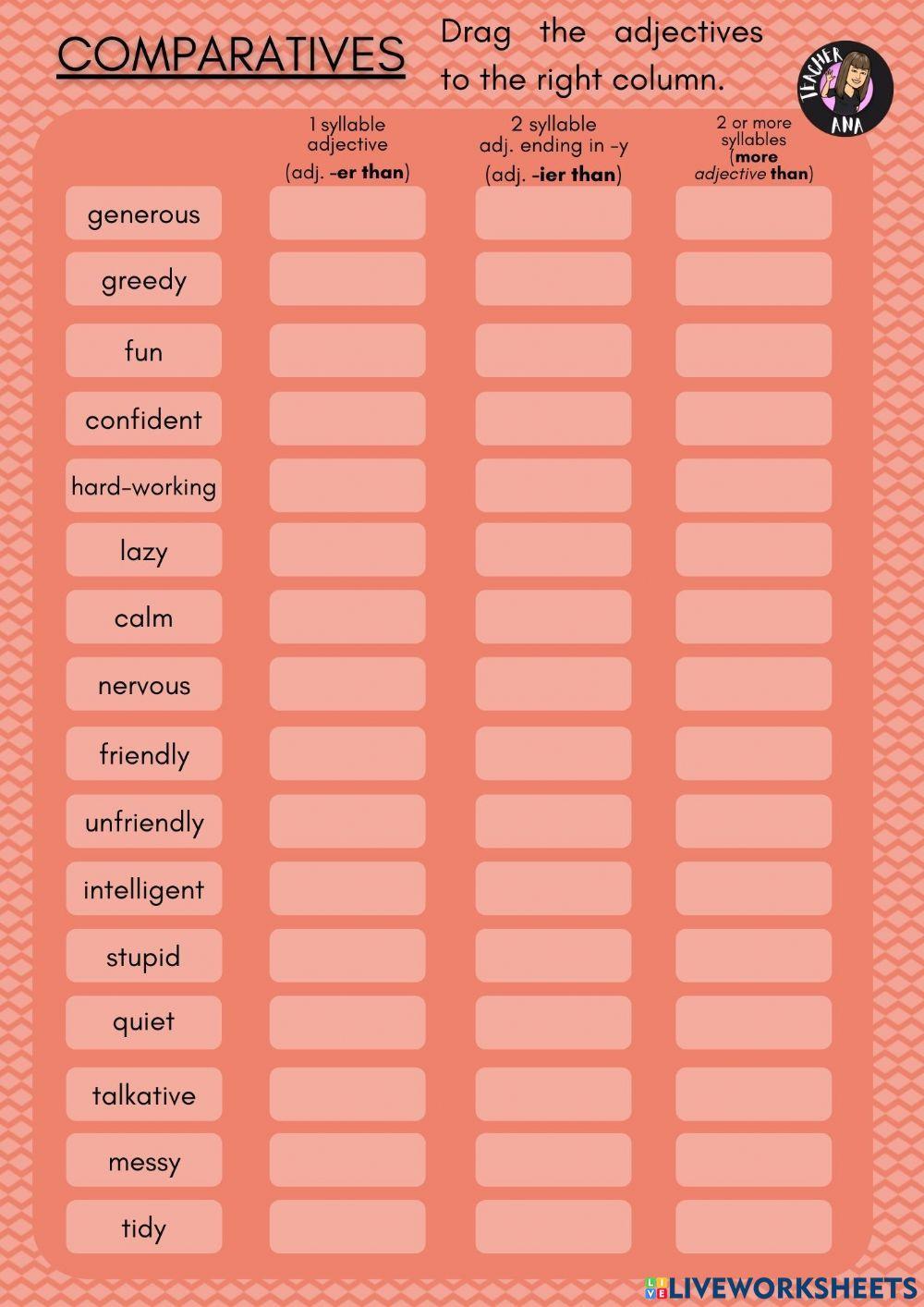 Comparatives | Free Interactive Worksheets | 1797328