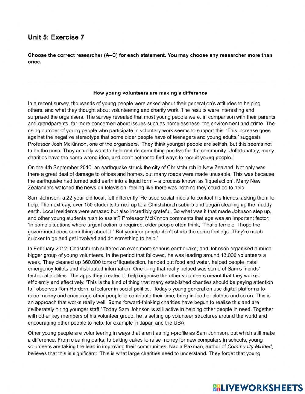 Mindset IELTS 2 - Reading Skills Modules - Unit 5 Ex7