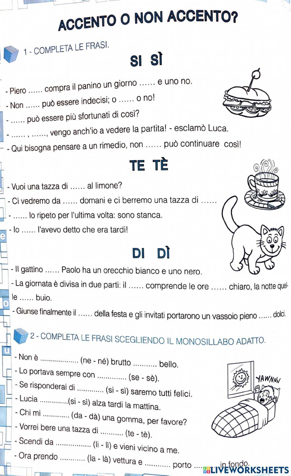 Accento | Free Interactive Worksheets | 1797643