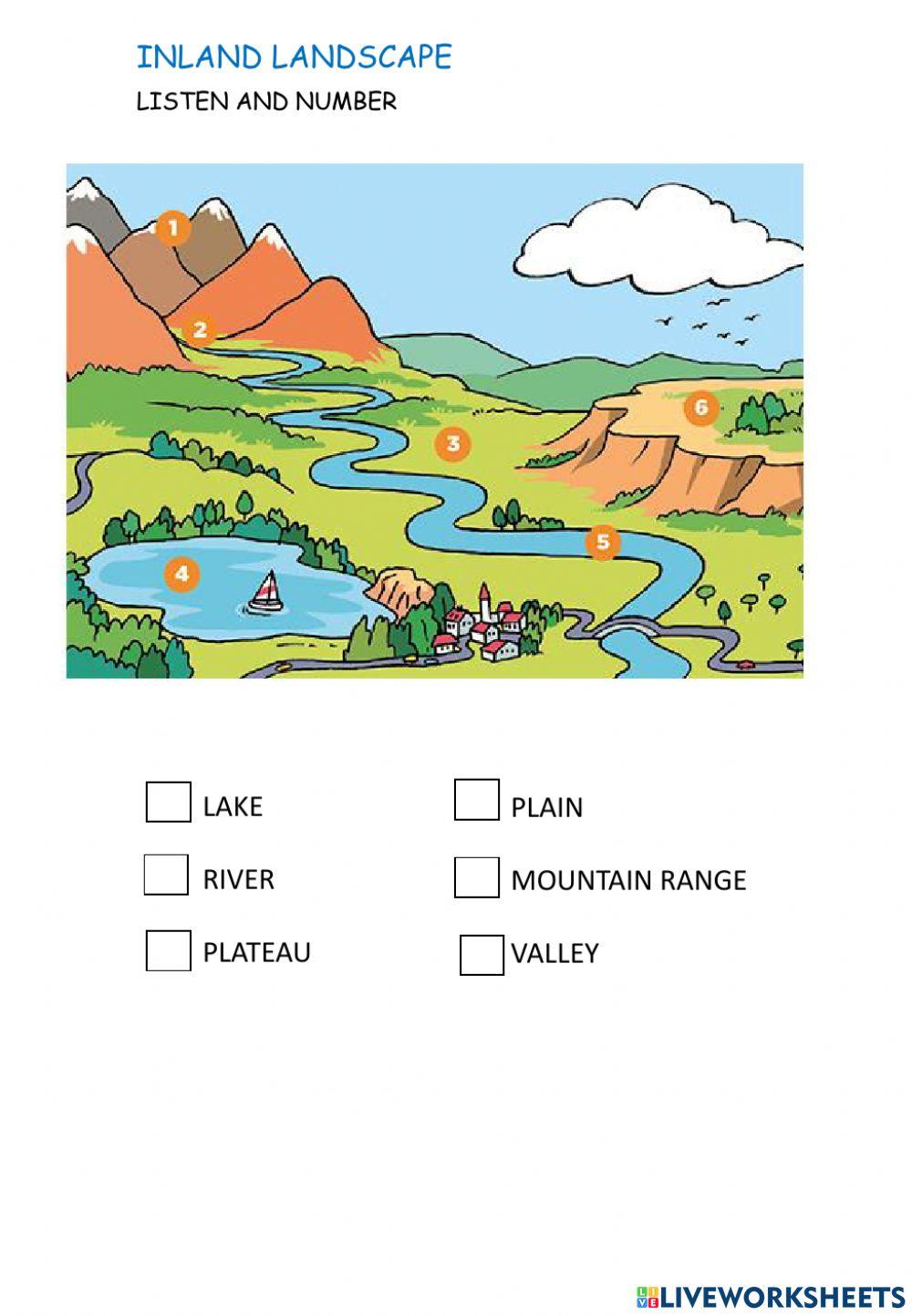 Inland landscape | Free Interactive Worksheets | 1797879