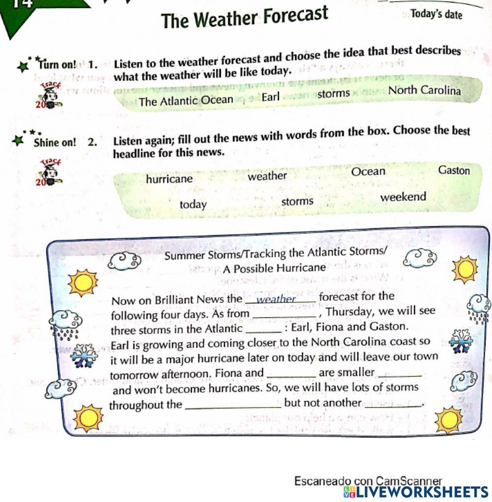Weather forecast online pdf activity for Quinto de primaria | Live ...