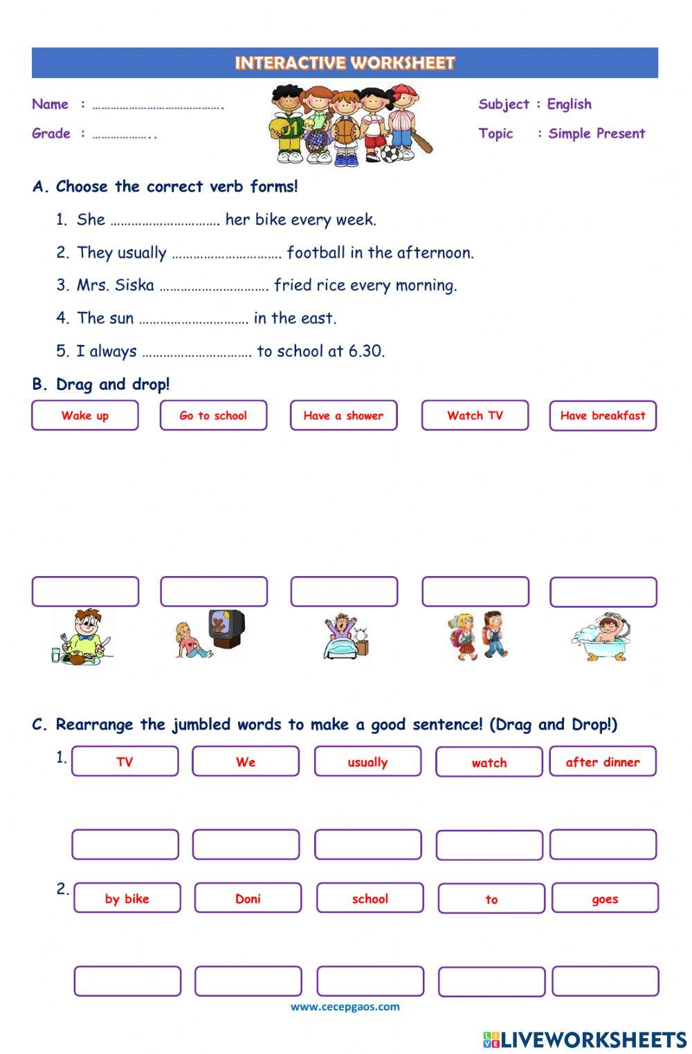 LKPD Interaktif Bahasa Inggris Tentang Simple Present worksheet | Live ...