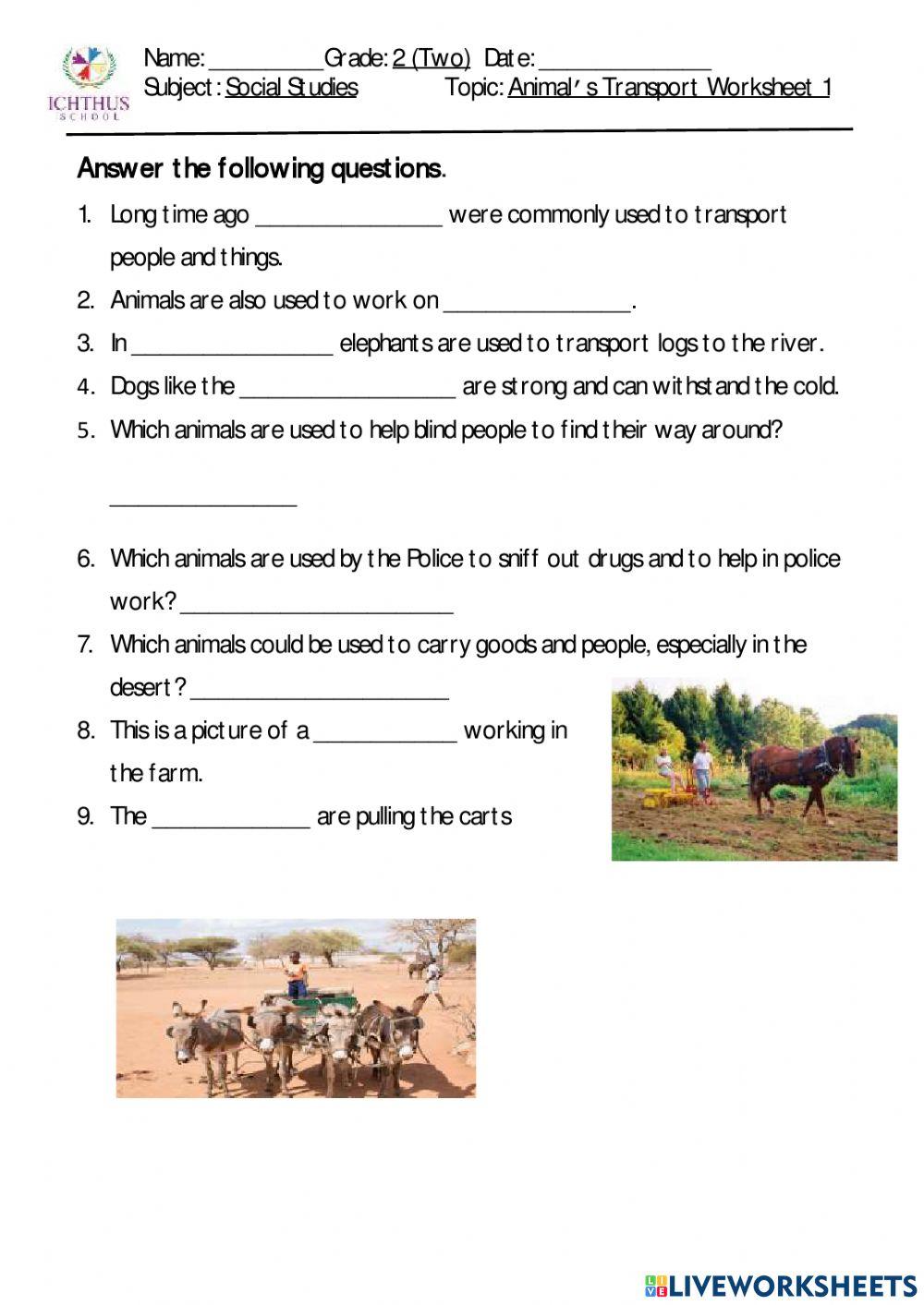 Animal Transport-G2-Sose online exercise for | Live Worksheets