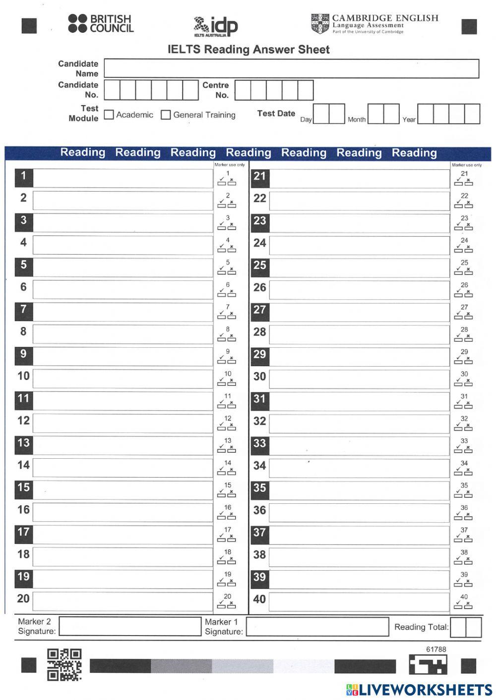 Ielts 4.0 final reading test worksheet | Live Worksheets