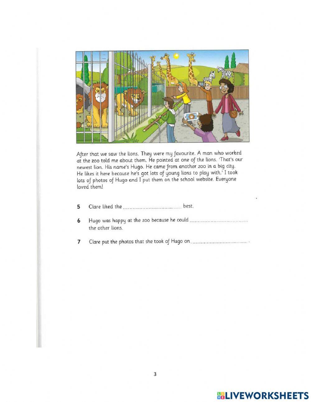Movers Part 5 Reading and Writing online exercise for | Live Worksheets