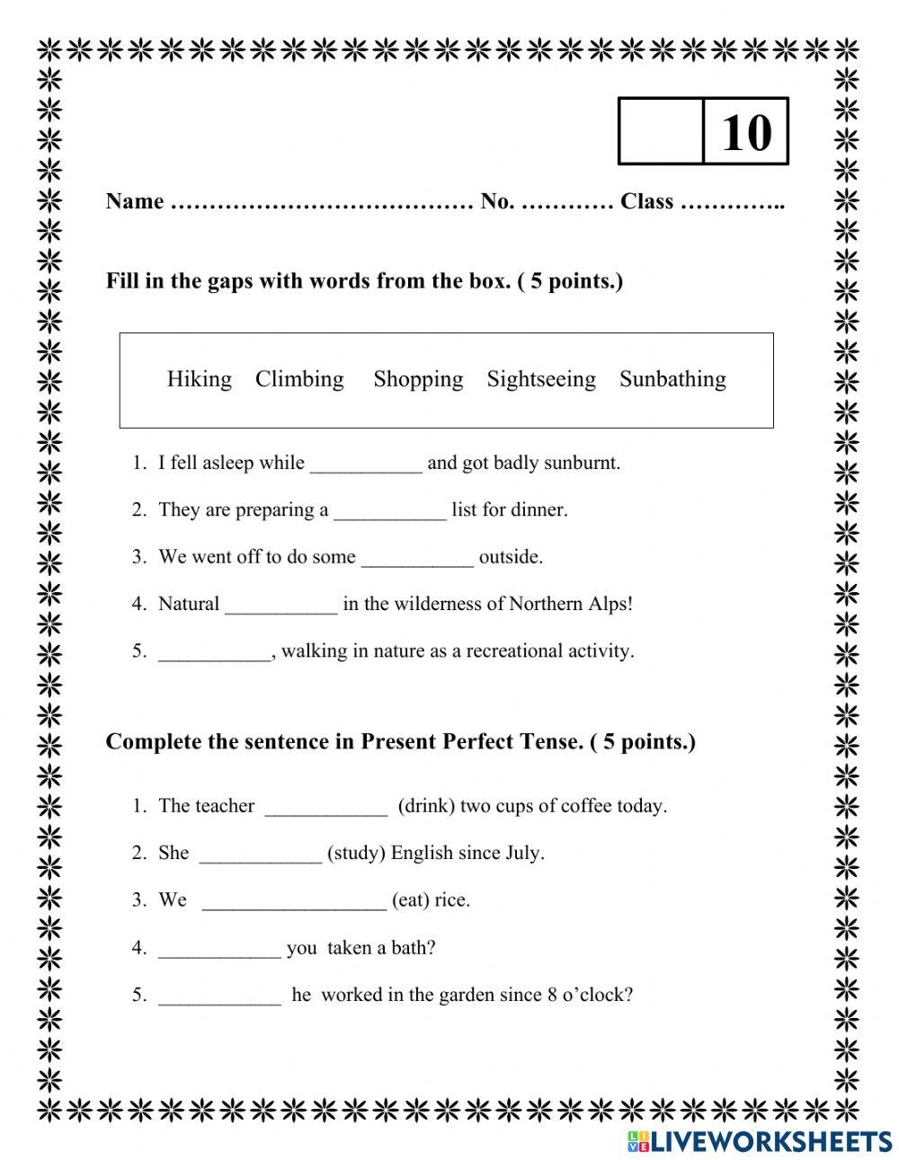Travel Activities Vocab and Present Perfect Tense worksheet | Live ...