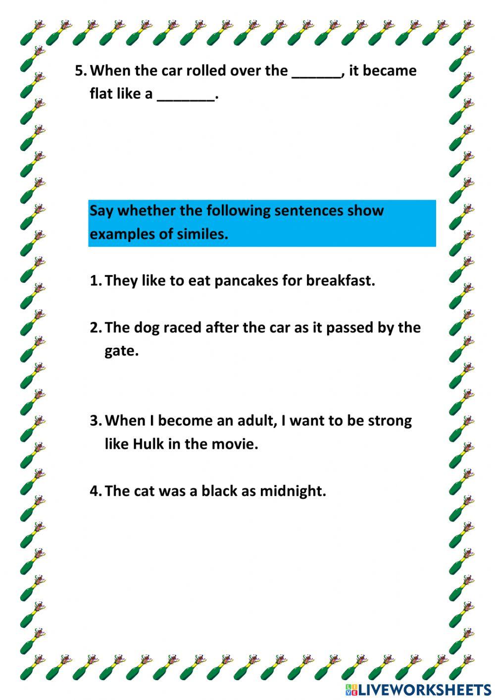 SIMILE online exercise for | Live Worksheets