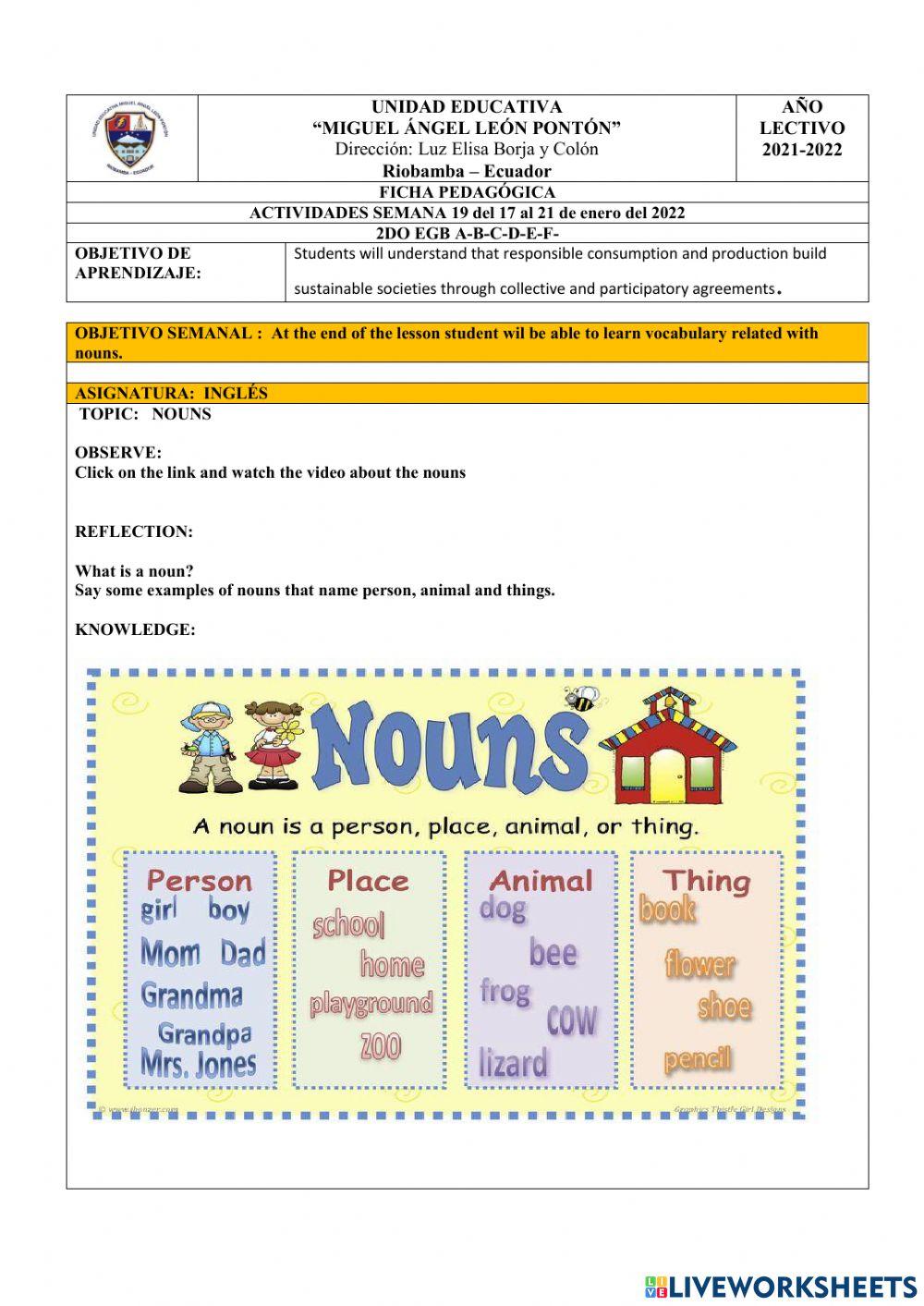Nouns online exercise for 2DO | Live Worksheets