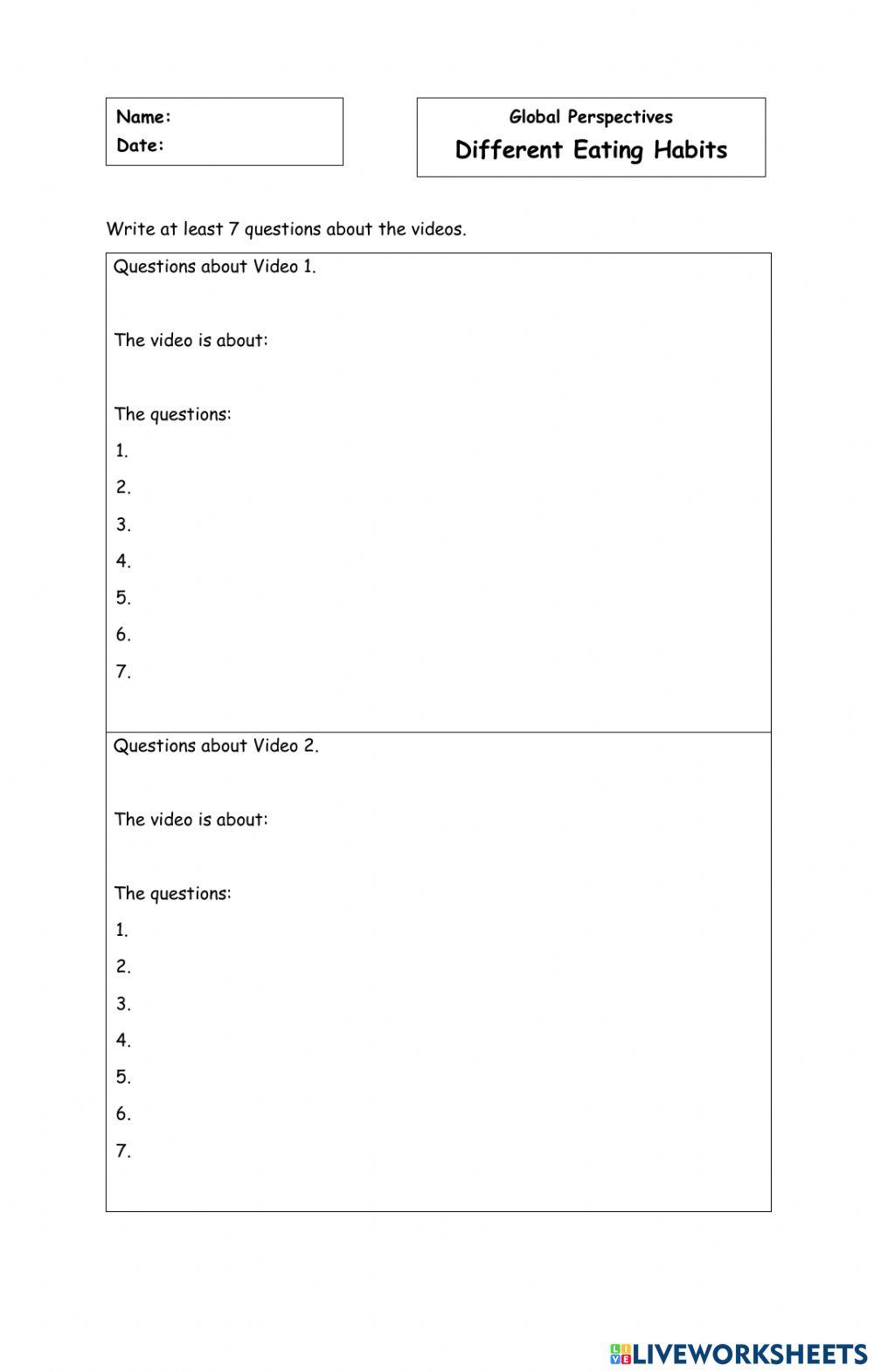 Writing Questions Based On Videos Worksheet Live Worksheets Writing Questions Based On Videos Worksheet Live Worksheets