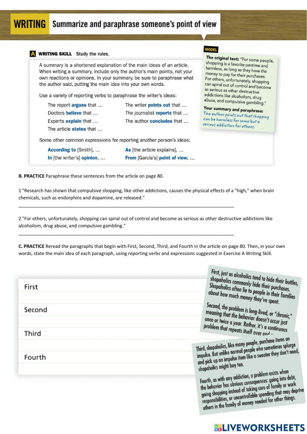 Writing and Review SUMMIT 1-U7 online exercise for | Live Worksheets
