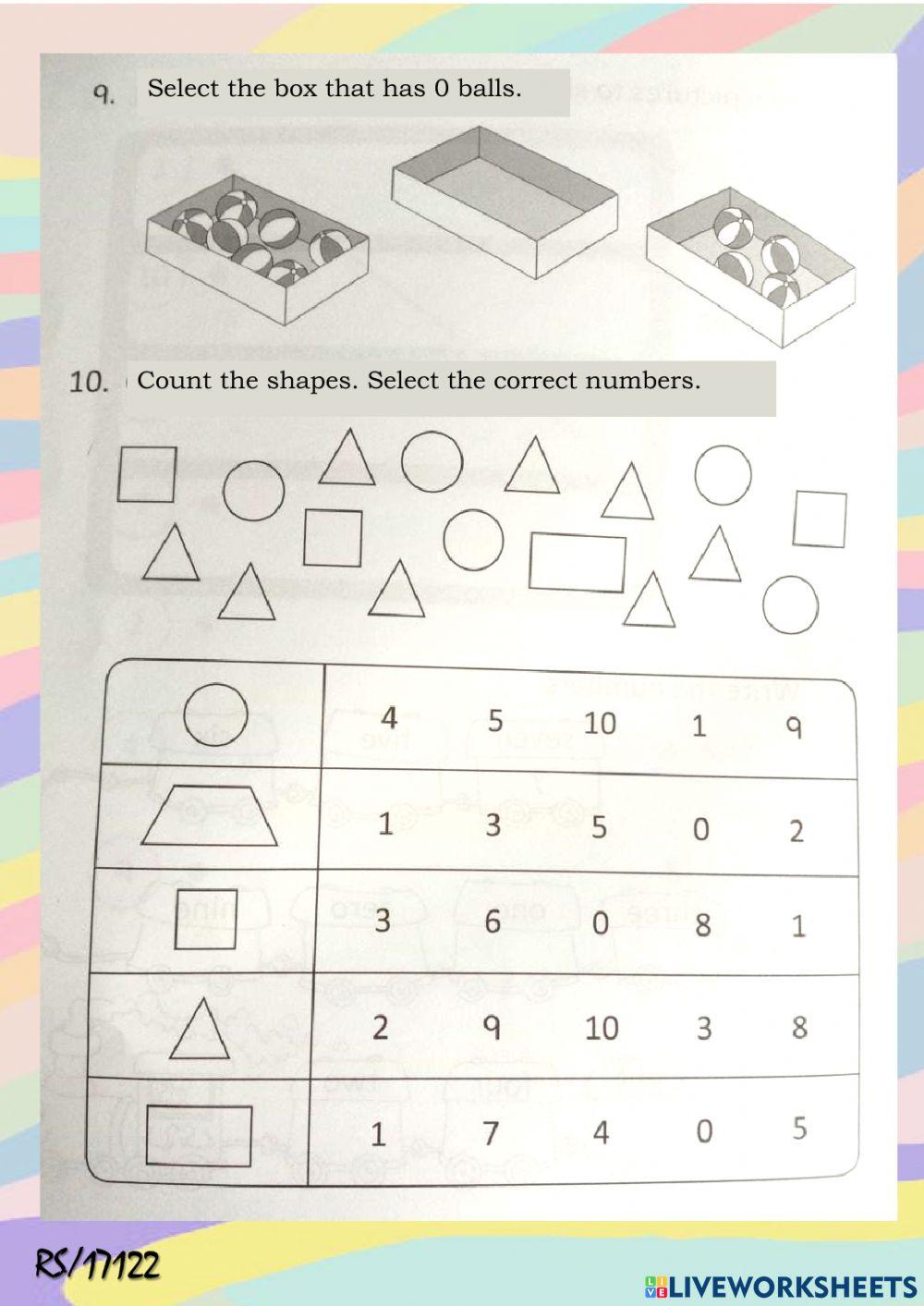 Numbers to 10 online pdf activity | Live Worksheets