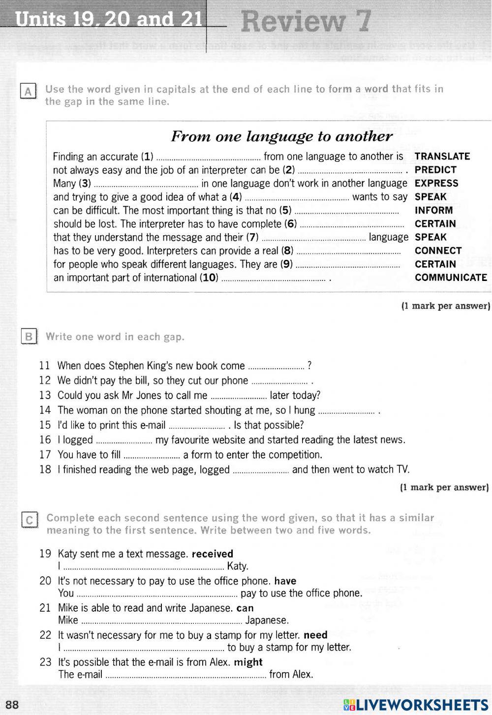 B1-pages-87-88 worksheet | Live Worksheets