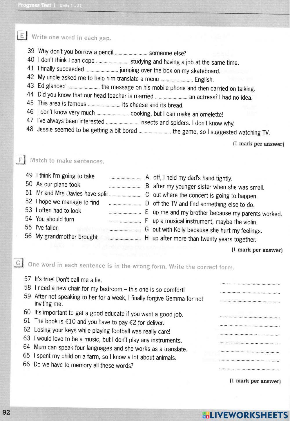 B1 pages-90-93 worksheet | Live Worksheets