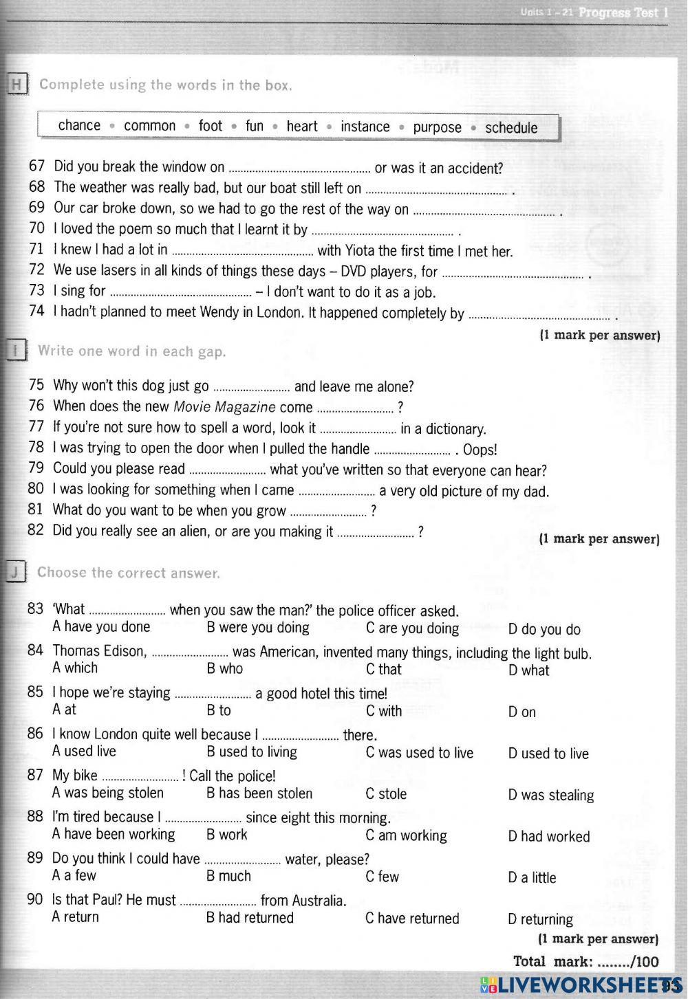 B1 pages-90-93 worksheet | Live Worksheets