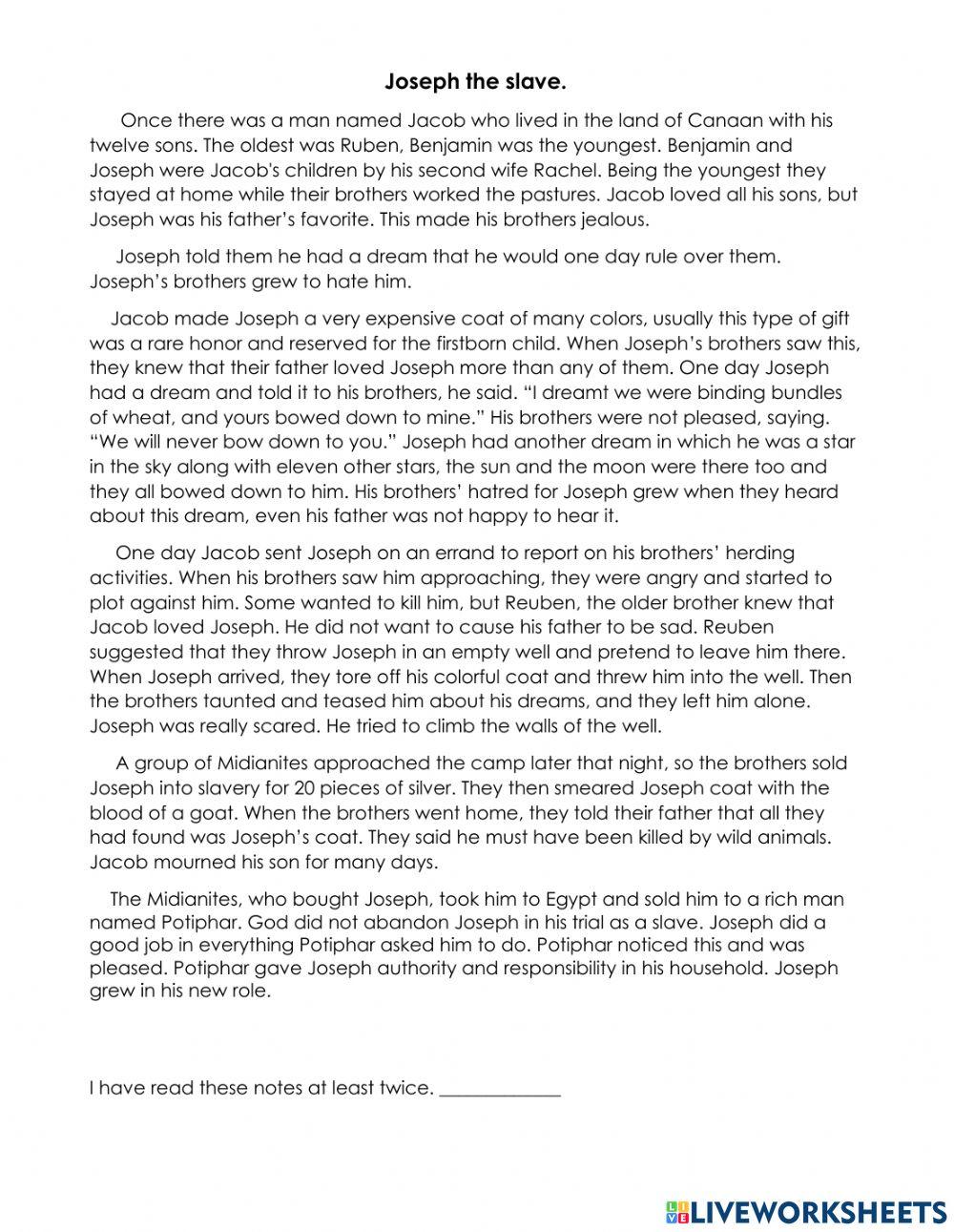 5278439 | JOSEPH THE SLAVE NOTES | Bridgitte Rollon