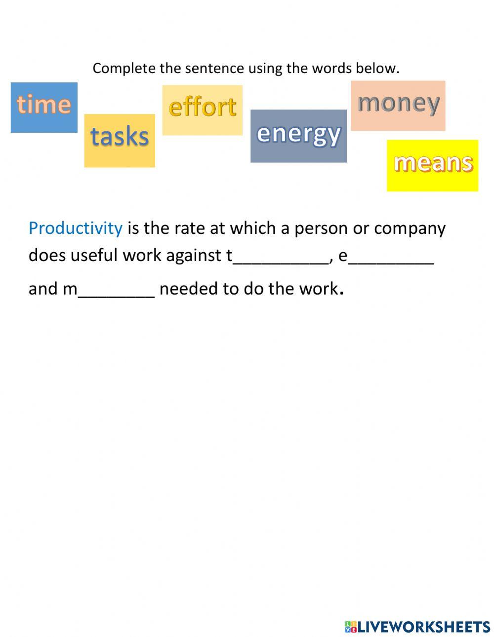 Labour productivity starter 1801103 | Ekaterina | Live