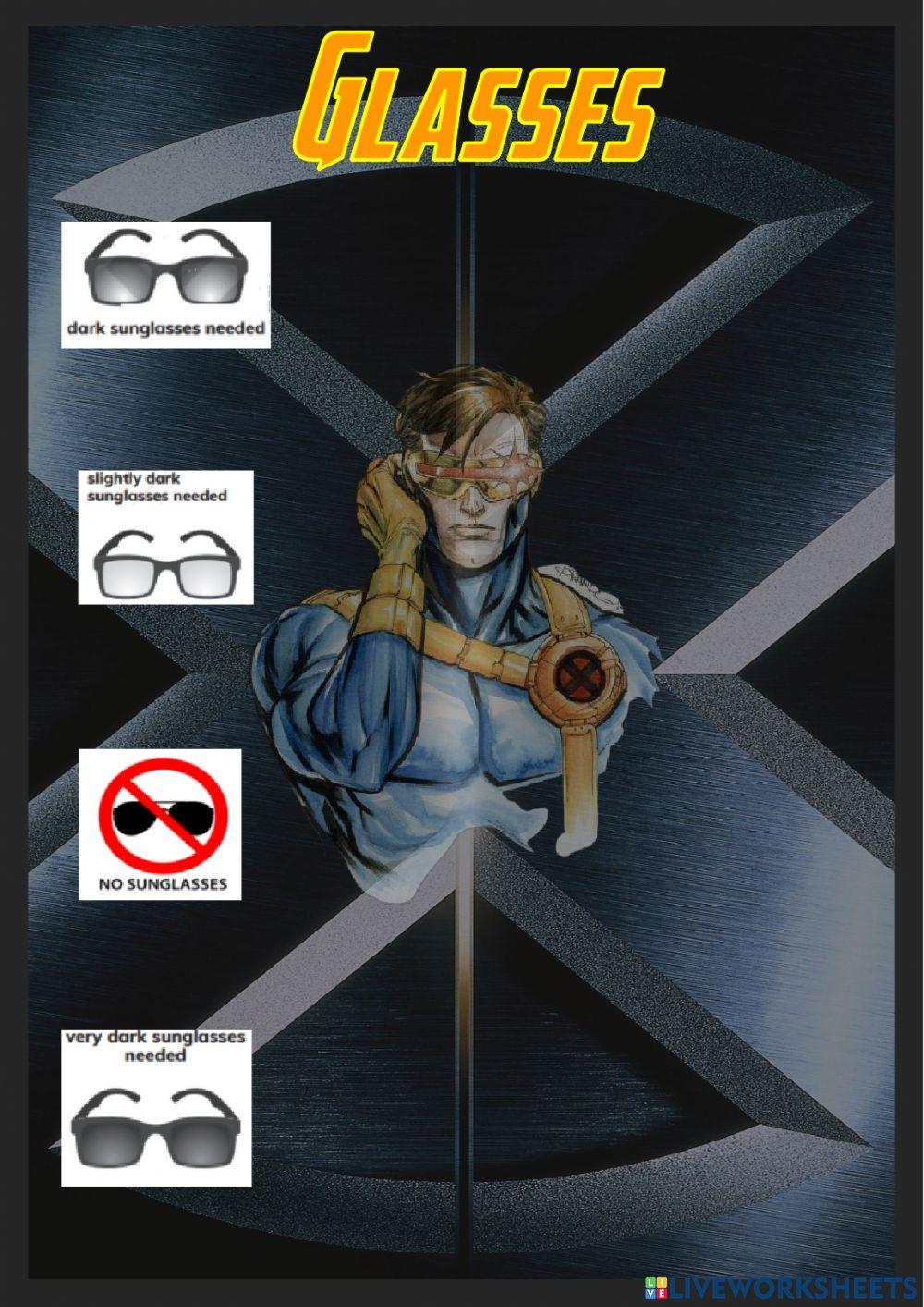 Glasses and light worksheet | Live Worksheets