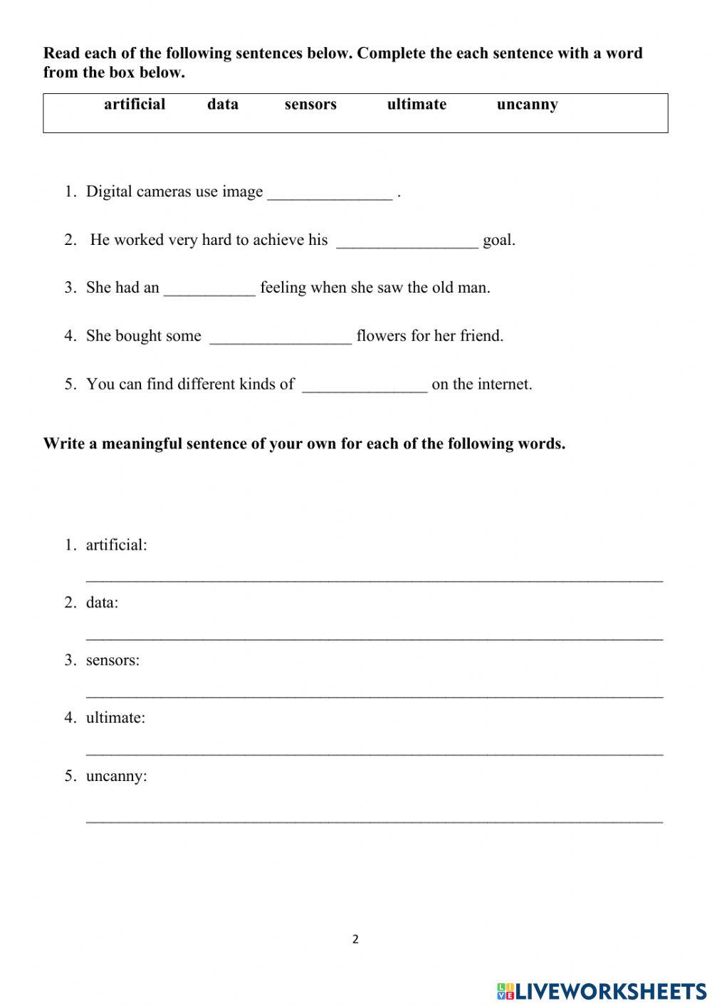 G6 Reading - Vocabs wk 3-4 online exercise for | Live Worksheets