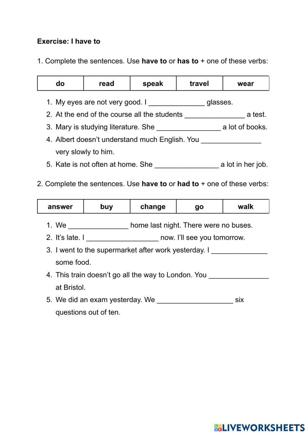 I have to interactive worksheet | Live Worksheets