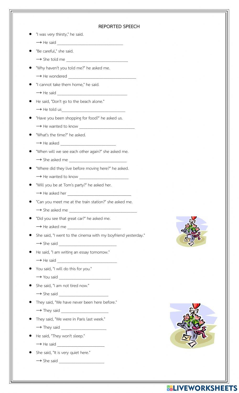 Indirect Speech M 5 online exercise for | Live Worksheets