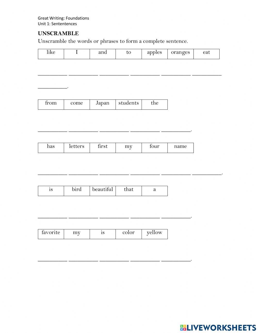 GW-Foundations (1) worksheet | Live Worksheets