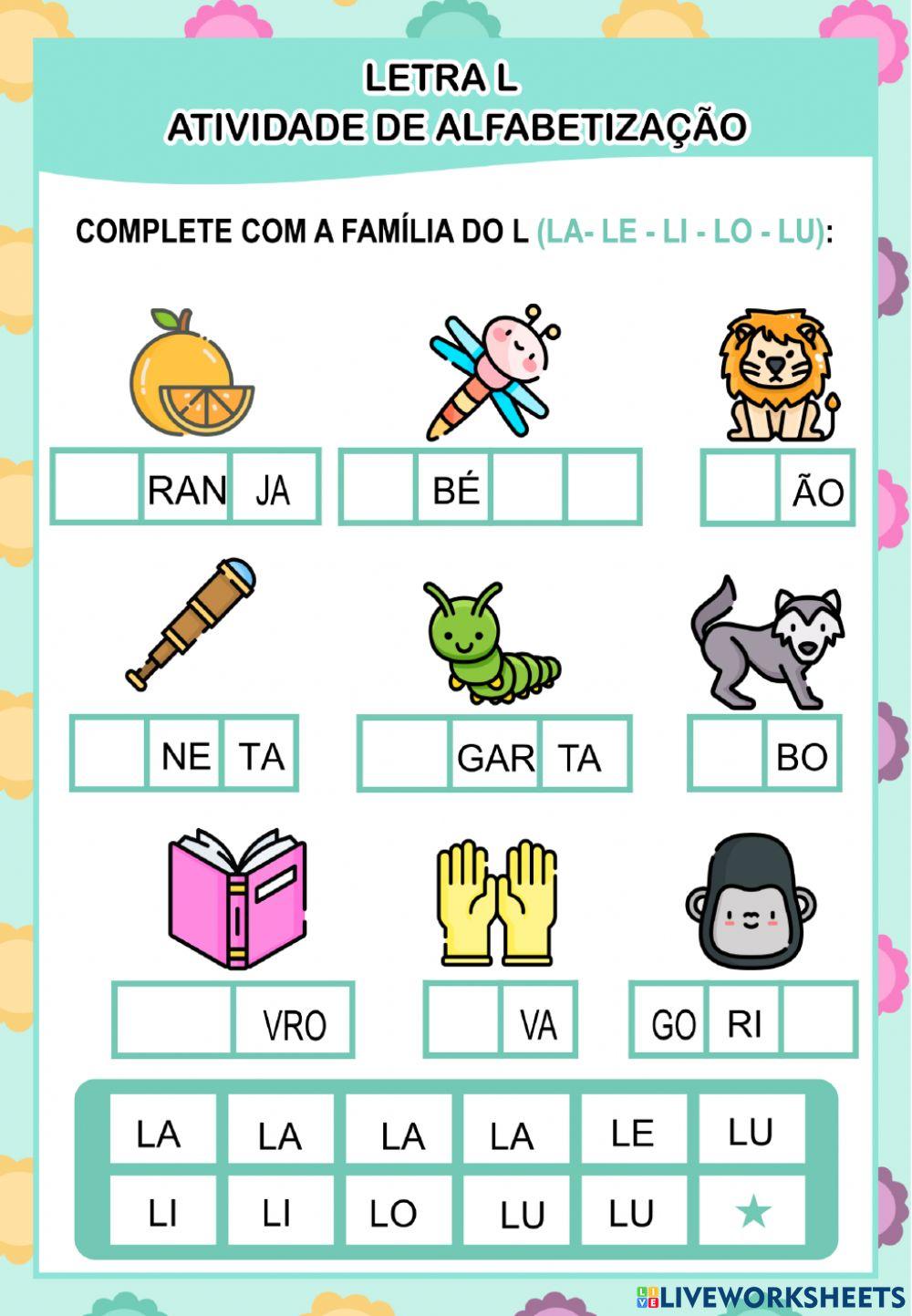 Letra L- comple… | Free Interactive Worksheets | 5278681
