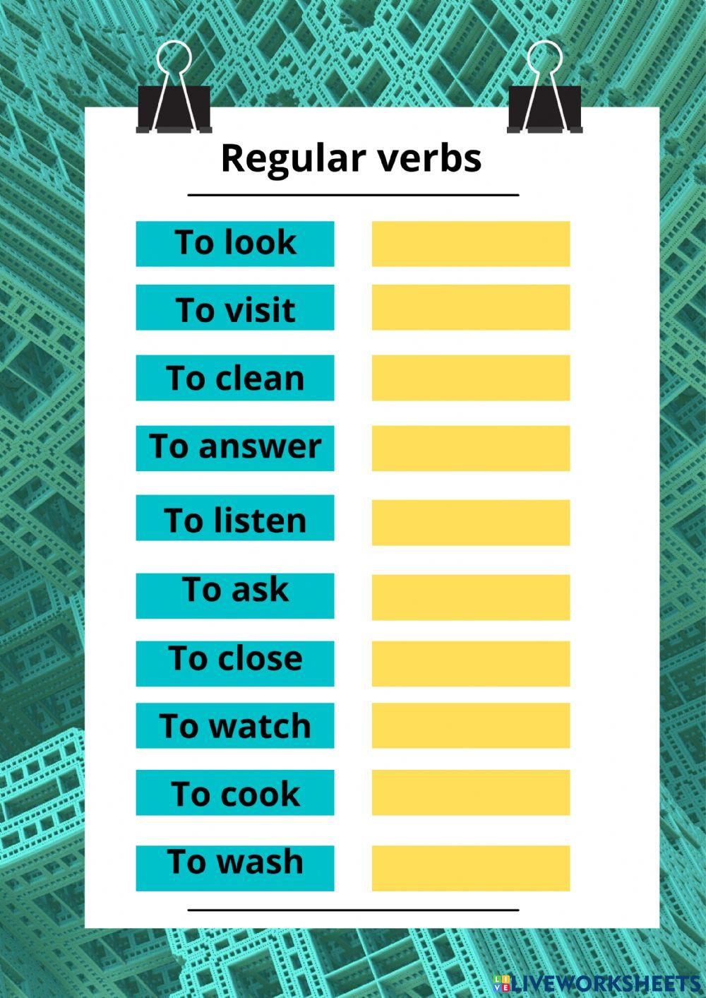 Regular verbs online exercise for 6º | Live Worksheets